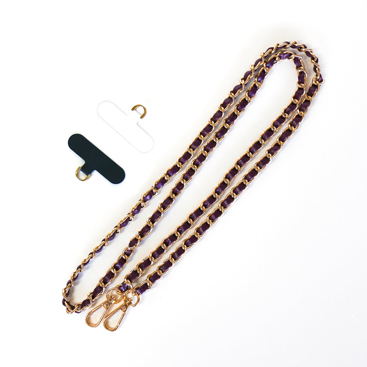 Bryten Vegan Leather Gold Chain Crossbody Phone Strap with 2 Tethers i