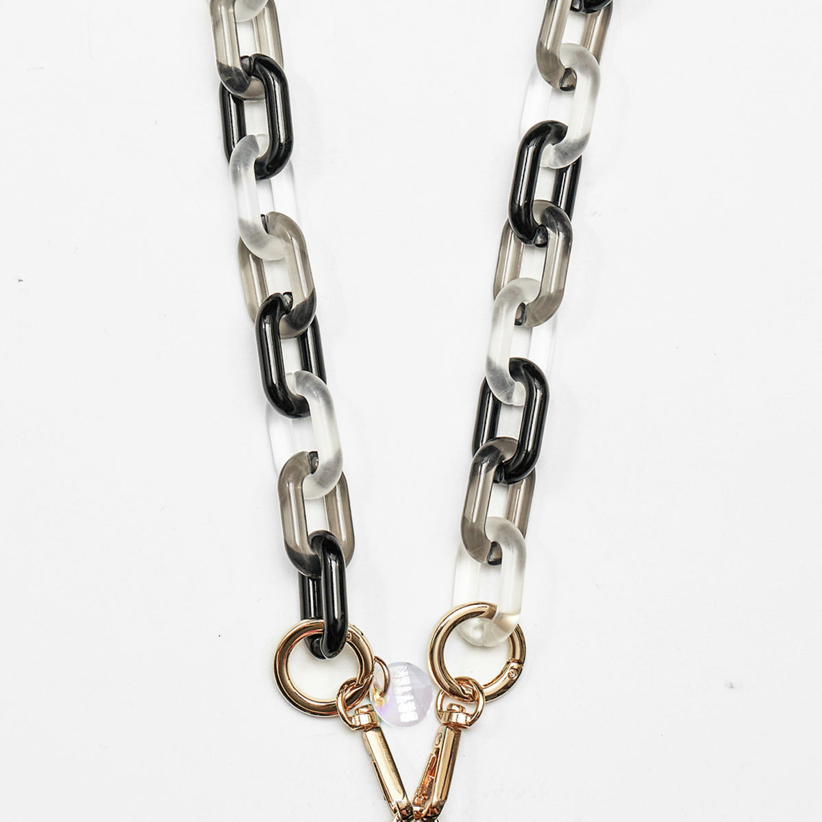 Bryten Andie Crossbody Chain Link Phone Strap in Grayscale Black Gradi