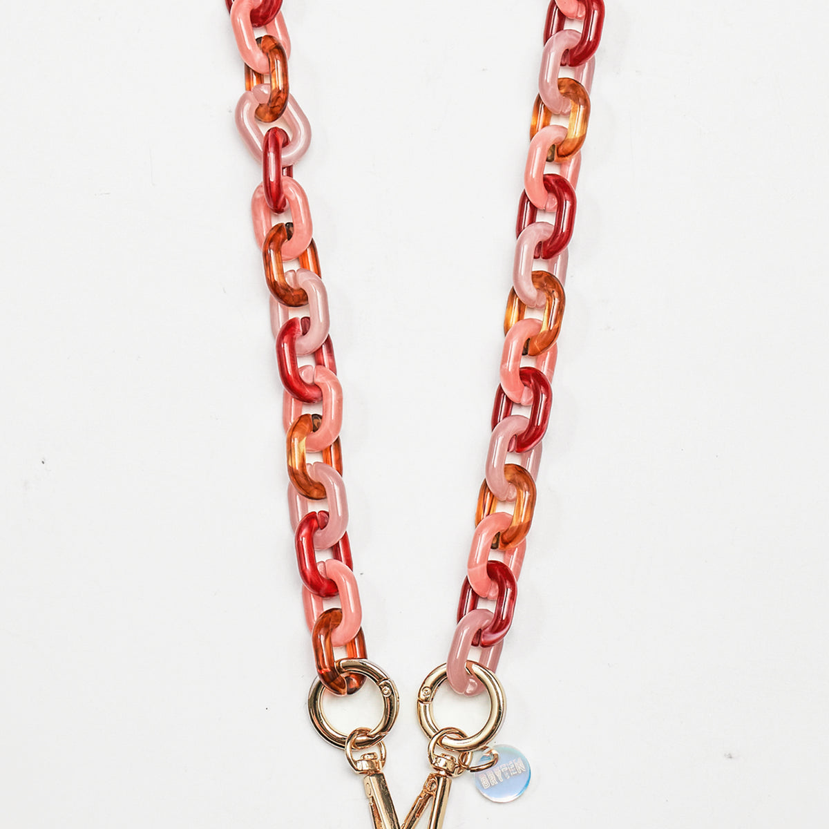 Bryten Emma Crossbody Chain Link Phone Strap in Watermelon Sorbet Pink