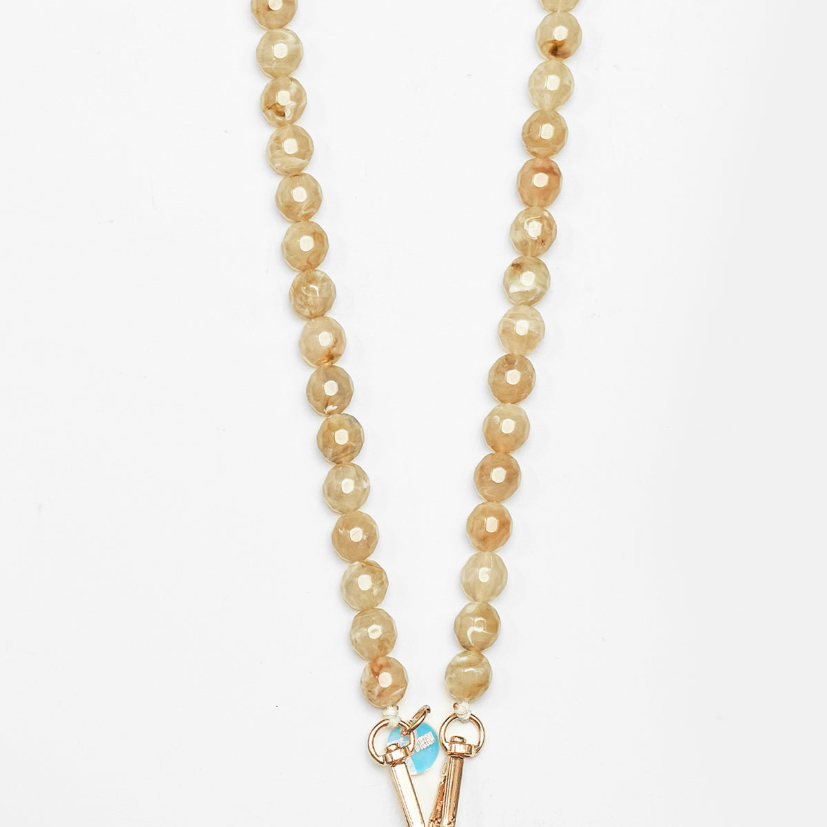 Bryten Fiona Crossbody Faceted Bead Phone Strap in Raw Citrine Beige