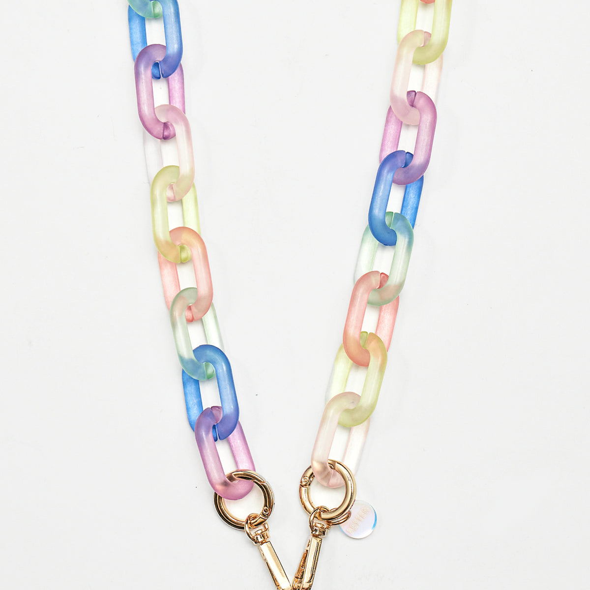 Bryten Kendall Crossbody Phone Strap in Frosted Rainbow Chain Links